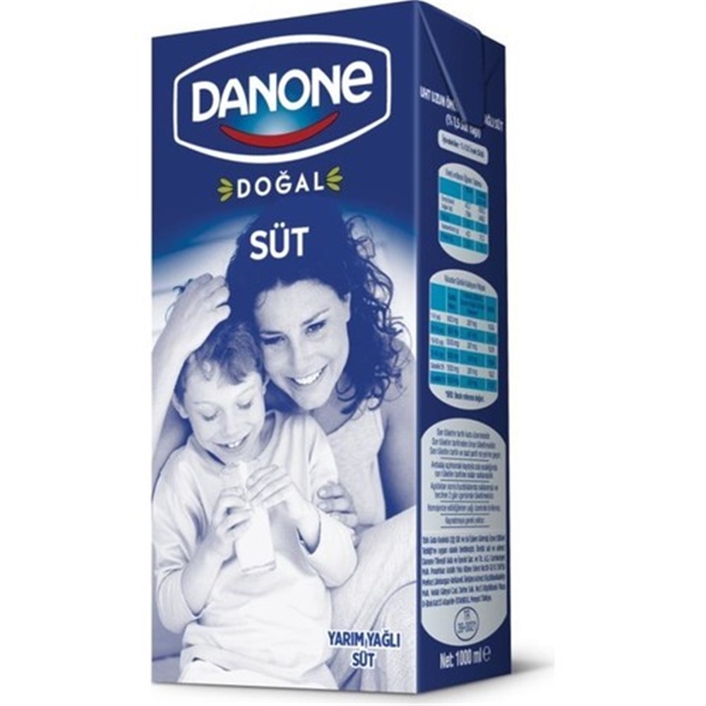Danone Süt Yarım Yağlı 1 Litre x 12 Adet - Armir Toptan